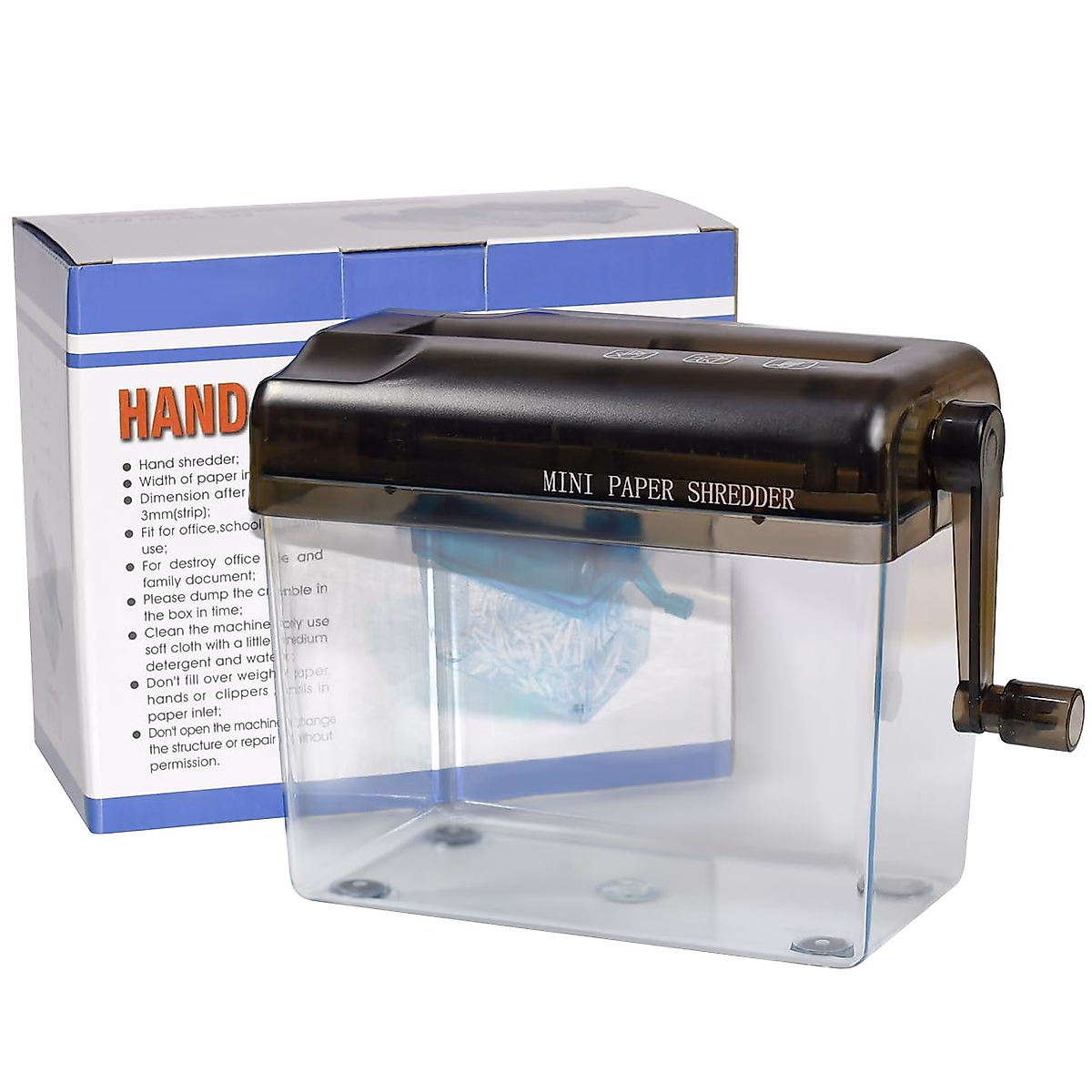 JIKIOU Mini Hand Shredder Portable Paper Shredder Manual Shredder Documents Paper Cutting Tool Home Office Desktop Stationery Black