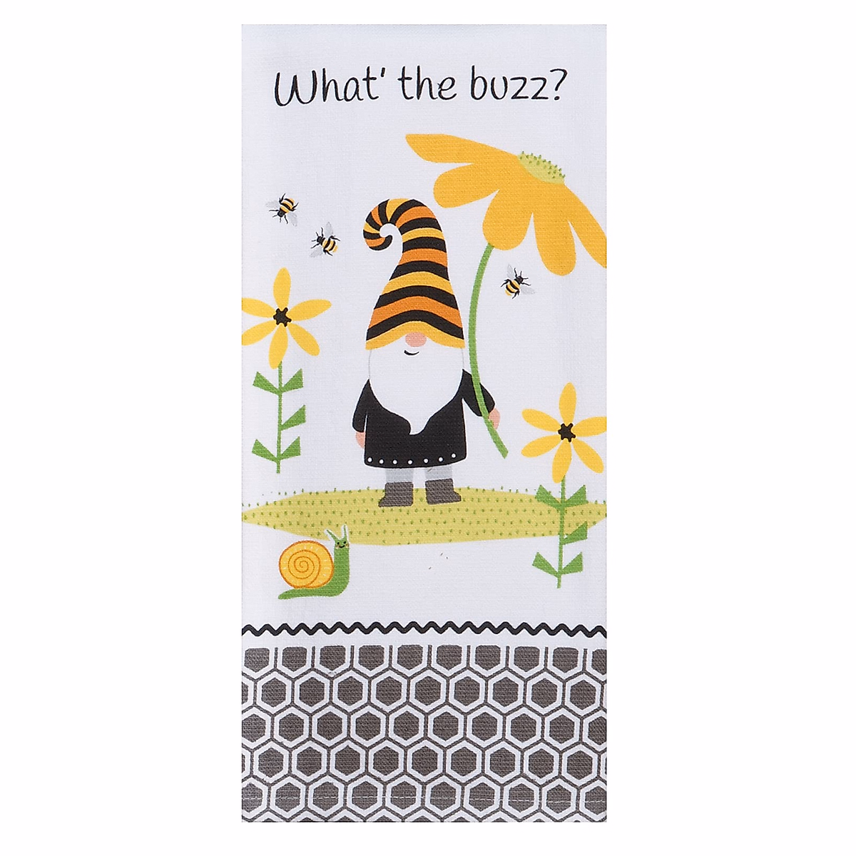 Kay Dee Designs 4 Piece Save the Gnomes and Bees Kitchen Linen Bundle, 2 Dual Purpose Towels and 2 Grabber Mitts