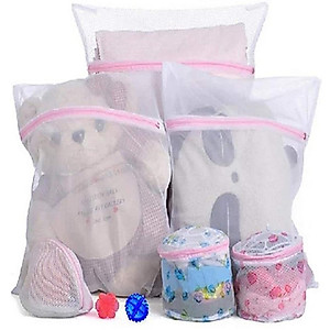 Mesh Laundry Bags for Washing Machine, White Zipped Net Underwear Washing Bag for Delicates Bra Lingerie Socks Tights Bags Shoes