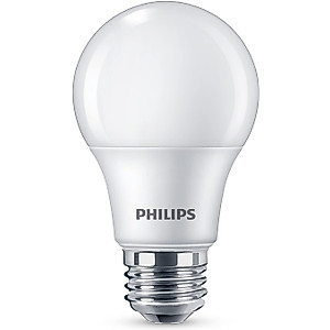 PHILIPS LED Basic Frosted A19 Non-Dimmable, Eye Comfort Technology, 450 Lumen, Daylight(5000), 5.5W=40W, E26 Base, 4PK
