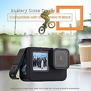 Replacement Side Door for GoPro Hero 11/10/9 Black Aluminum Alloy Removable Battery Cover Protective Type-C Charging Port Adapter Repair Part Camera Accessories (Battery case for Gopro 10)