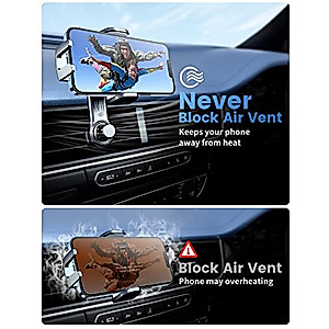 eSamcore Car Vent Phone Mount, Car Phone Holder Mount with Swing Arm Air Vent Clip Car Mount Cell Phone Holder Car for iPhone 12/13 Pro Max & All 4.7" - 6.9" Android Smartphone