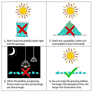 surgicalonline 300pcs Garden Decorative Stones Glow in The Dark Luminous Pebbles for Walkways Plants Aquarium Decor， Glowing Pebbles Powered Fish Tank Garden Decoration (Blue)