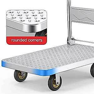 Hand Trucks Heavy Duty with Folding Handle, Push carts on Wheels,Foldable Handyman, 360 Degree Swivel Wheels, Foldable & with Platform, Non-Slip Layer (Color : A, Size : 71 * 47 * 83cm)