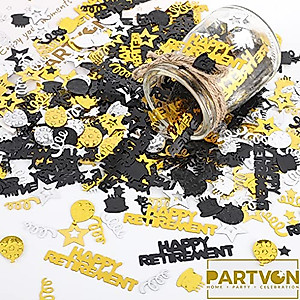 Retirement Party Decorations Black Gold Happy Retirement Confetti Hanging Swirls Balloons Cake Table Centerpieces Party Supplies for Women Men