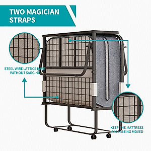 BALUS Rollaway Bed, Folding Bed with Memory Foam Mattress for Adults, Study Metal Construction Folding Bed, Folding Sleeper with 4 Lockable Wheels, (Upgraded 75 x 46 in)