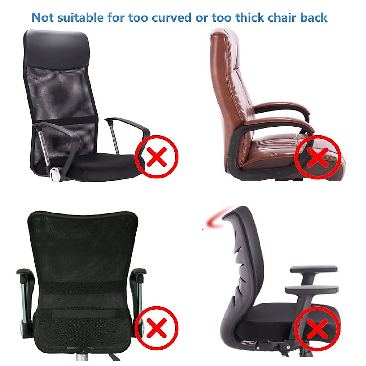 Office Chair Headrest Attachment Universal, Head Support Cushion for Any Desk Chair, Elastic Sponge Head Pillow for Ergonomic Executive Chair, Adjustable Height & Angle Upholstered, Chair Not Included