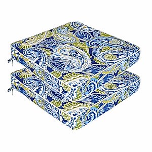 XXPILOS Outdoor Chair Cushions 19 x 19 Inch Set of 2 Water Resistant Seat Cushions with Ties, Outdoor Cushions for Patio Furniture with 3-Year Fade Resistant
