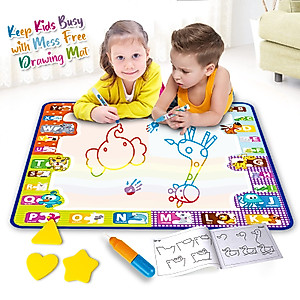 YEEBAY Water Doodle Mat,Learing Toys for 3,4 Year Old Girls/Boys - Mess Free Painting Writing Doodle Activity Mat - Ideal Gifts for Aged 3+ Toddler, Kids