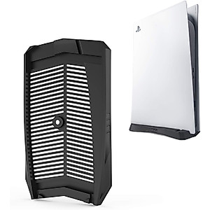 Younik Vertical Stand for PS-5 Ultra HD Console with Built-in Cooling Vents and Non-Slip Feet - CD-ROM Version(Black)