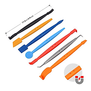 FOSHIO Car Vinyl Wrap Tool Kit 7 in 1 Flexible Magnetic Micro Stick Squeegee Curves Slot Tint Tool Kit with 14 Working Angles Fit for Installing All Contour Vehicle Wraps & Auto Stickers