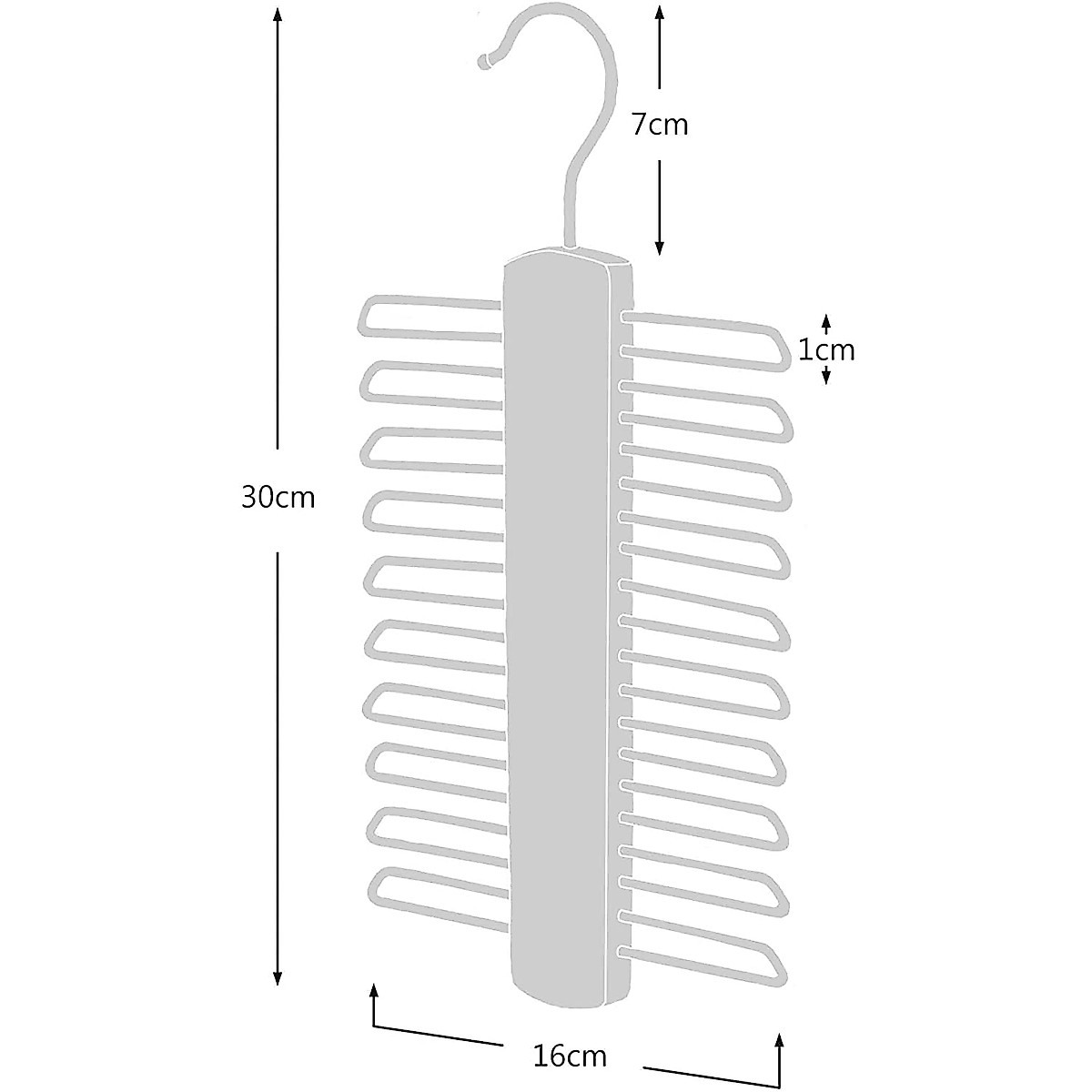 HANGERWORLD Wooden Tie Hanger Space Saving for up to 20 Belts and Ties Organizer