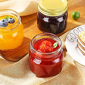 Encheng 8 oz Glass Jars With Lids,Ball Regular Mouth Mason Jars For Storage,Canning Jars For Caviar,Herb,Jelly,Jams,Honey,Dishware Safe,Set Of 24