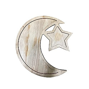 Moon Star Dessert Tray Dining Table Carved Ornaments Dessert Tray Artifact Creative Wooden Ornaments Special Shape Eid Star Moon