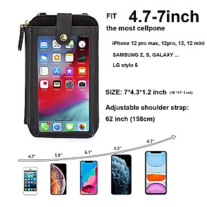 Womens Crossbody Bag Touch Screen Lightweight Small Cellphone Shoulder Purse Card Wallet Handbag