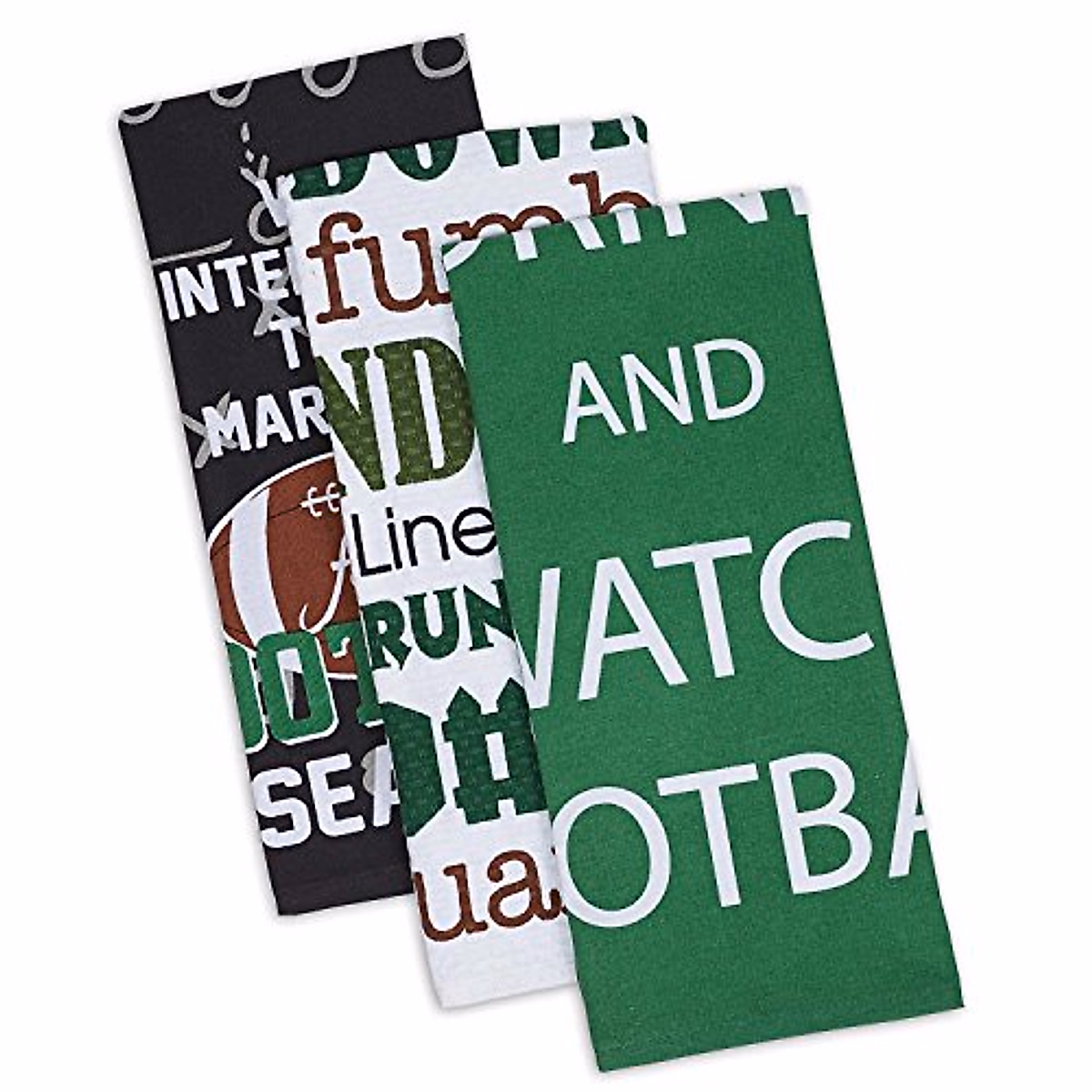 DII Football Decorations for Home & Kitchen Game Day Party Décor, Dishtowel Set, 18x28, Eat Drink Watch, 3 Piece