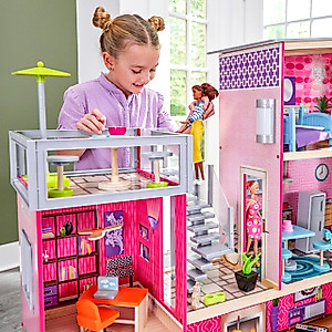 KidKraft Uptown Wooden Modern Dollhouse with Lights & Sounds, Pool and 36 Accessories