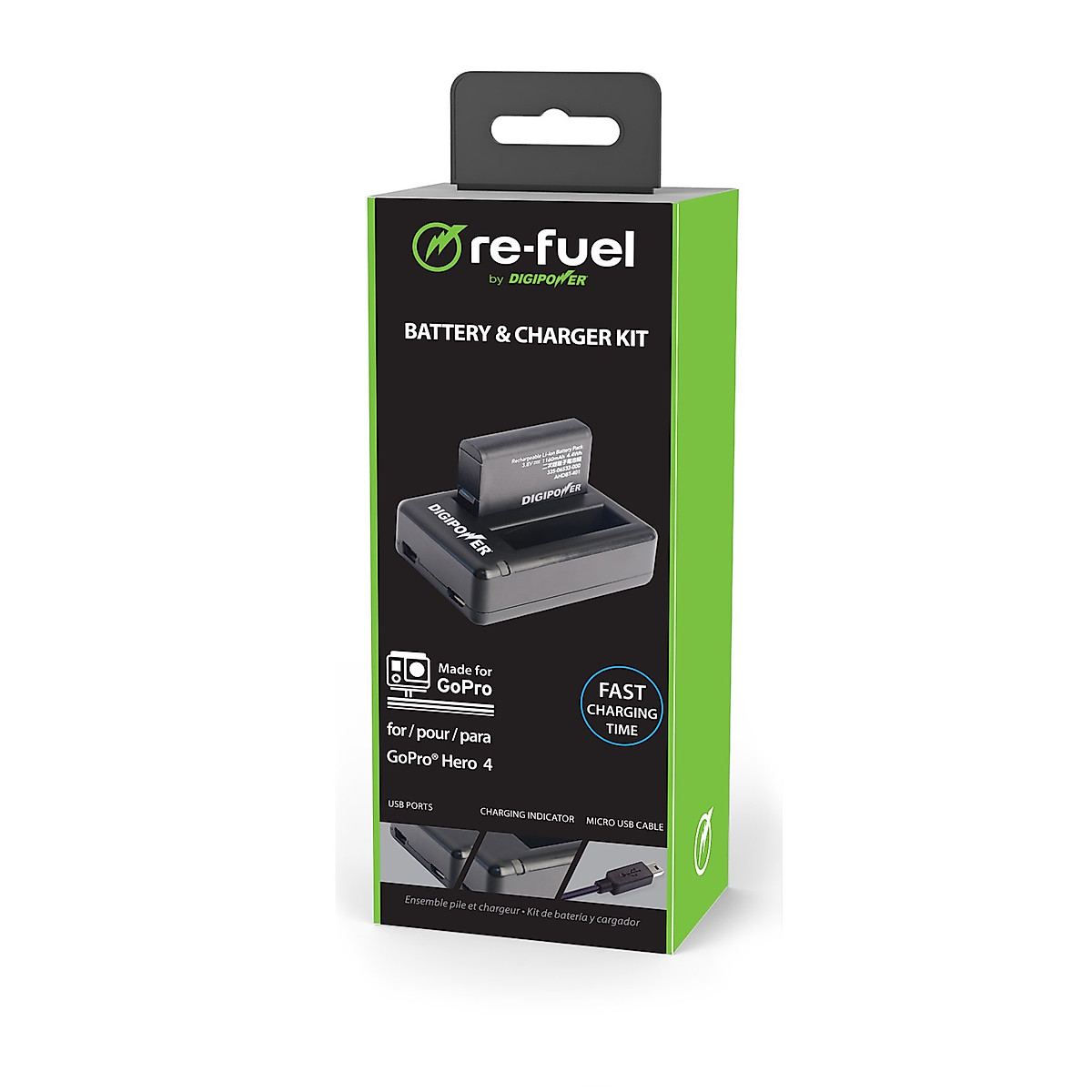 Re-Fuel Dual Port Battery & Charger kit for GoPro Hero4 - GoPro Hero 4 Black/Silver Battery Charger