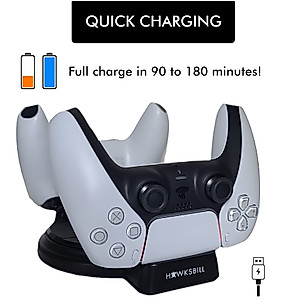 Hawksbill PS5 2 in 1 Console stand and Dual charging station, DualSense, Fast Charging for Playstation 5 Controllers