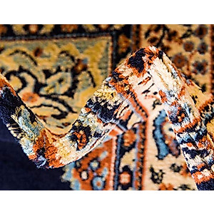 Unique Loom Reza Collection Traditional Persian Style Area Rug, 5 x 8 ft, Navy Blue/Ivory