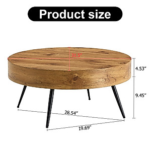 SSLine Round Coffee Table,Modern Center Table Sofa Side Tea Table Home Furniture with MDF Tabletop for Living Room Home and Office