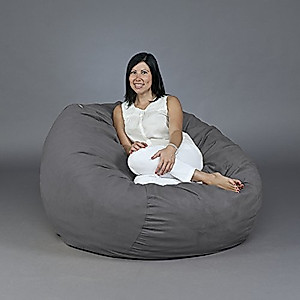 FUGU Bean Bag Chair, Premium Foam Filled 4 XL, Protective Liner Plus Removable Machine Wash Grey Cover