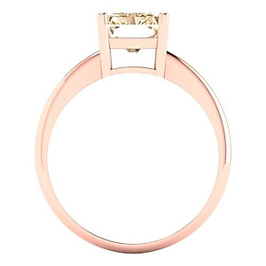 Clara Pucci 2.5ct Radiant Cut Solitaire Genuine Natural Morganite Wedding Bridal Designer Anniversary Engagement Ring 14k Rose Gold
