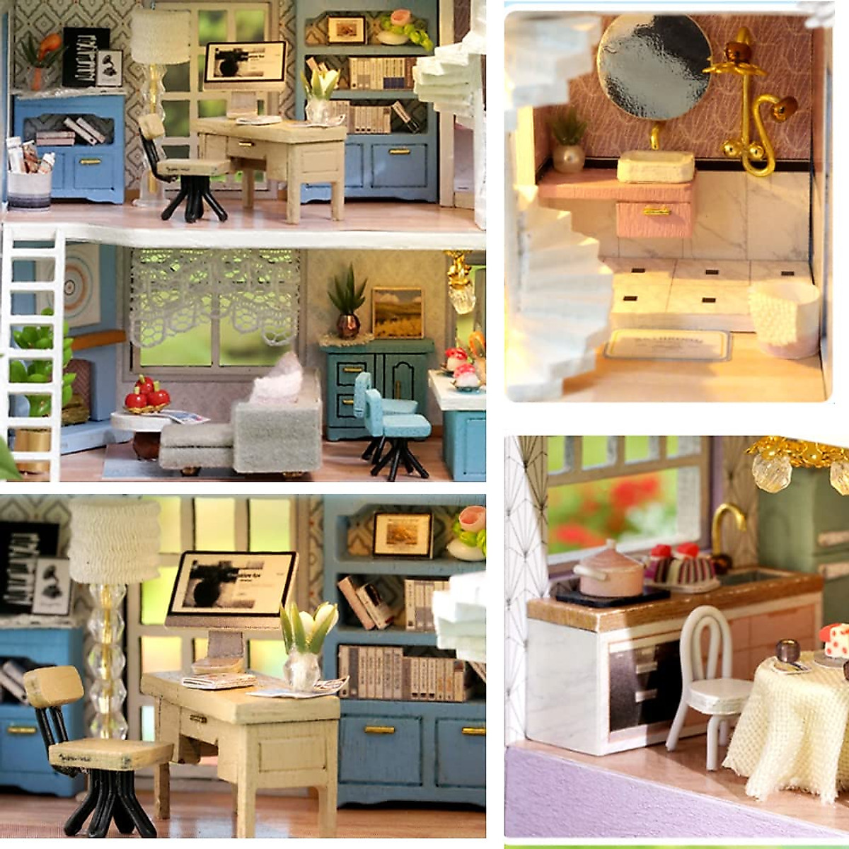 DIY Miniature Wooden Dollhouse Furniture Kit,Mini Handmade Doll House with LED,1:24 Scale Creative Woodcrafts Toys for Adult Friend Lover Birthday Gift (MoLan House)