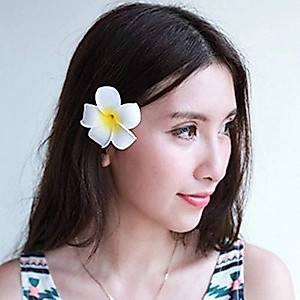 Calcifer® 30pcs 1.97''Hawaii Hawaiian Plumeria Flower Clips Bridal Wedding Party Beach Hair Clips