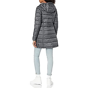Amazon Essentials Women's Lightweight Water-Resistant Hooded Puffer Coat (Available in Plus Size), Charcoal Heather, X-Large