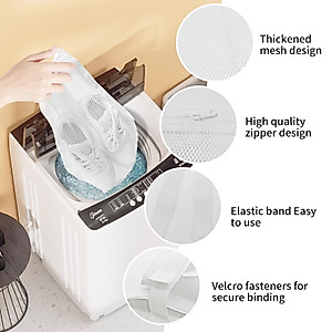NANSHINE 3pcs Sneaker Dryer Bag Wash Bag For Washer and Dryer Inside Door, Reusable Shoe Drying Bags Laundry Bags With Zipper And Elastic Straps