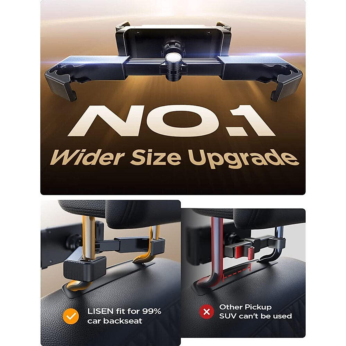 RUNAAJA 360° Mount Car Headrest Holder Seat Back Phone Tablet Universal for Apple iPad Mount Road Trip Essentials for Kids Adults