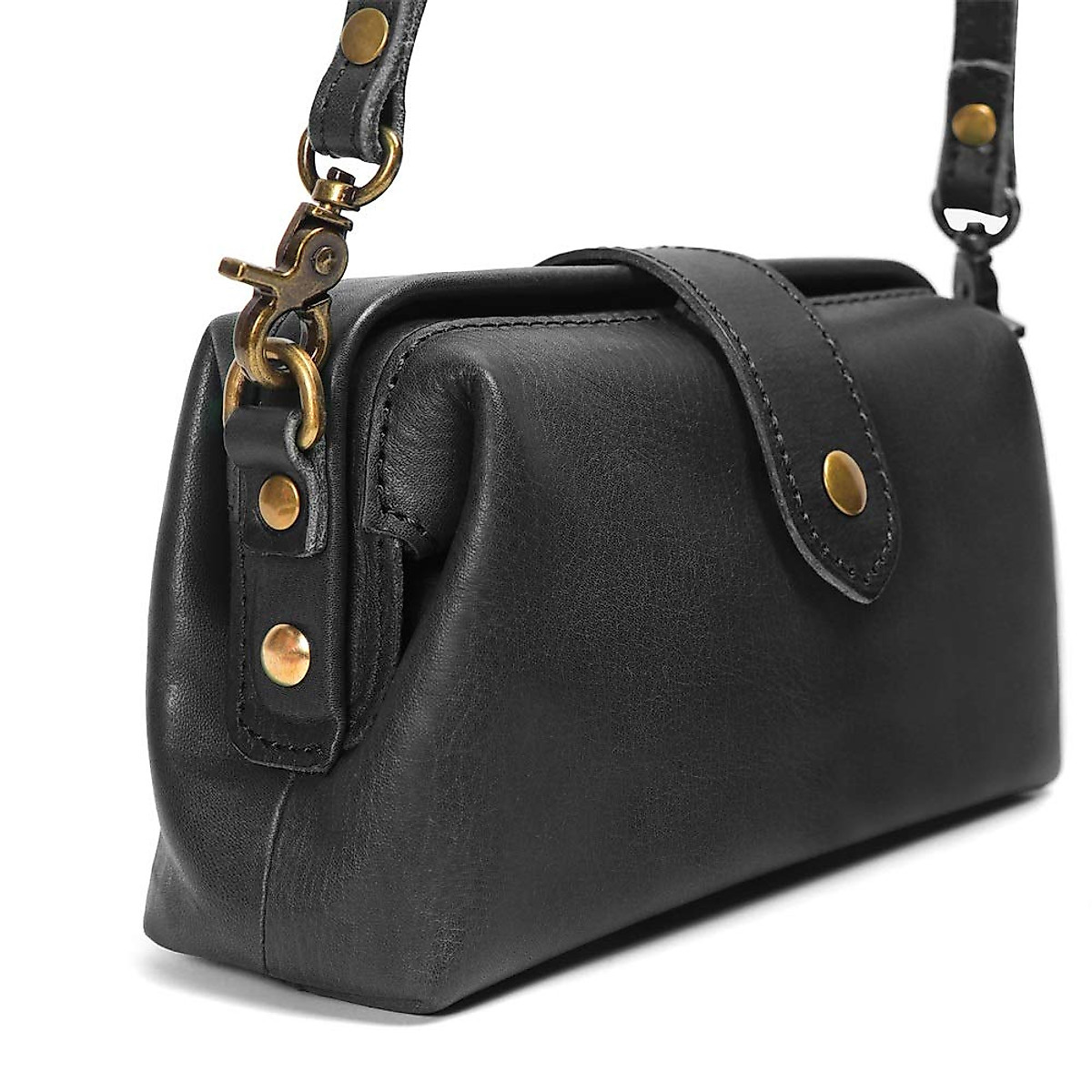 Top-Handle Bags Leather Crossbody Bags for Women Shoulder Bags Handmade Phone Purse Handbags Vintage Small Nice Little Messenger Bag Black