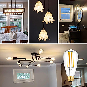 CRLight 8W Dimmable LED Edison Bulb 80W Equivalent 800LM, 3200K Soft White E26 Vintage Clear ST64 Lengthened Filament LED Bulbs, Smooth Dimming Version, 6 Pack