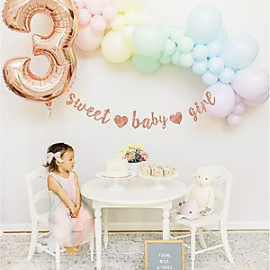 BEISHIDA Rose Gold Sweet Girl Baby Glitter Banner,NO DIY, Pre-Strung Baby Shower Gender Party Banner For Girl, Girl Baby Shower Decorations,Girl Baby Shower Sign,First Birthday party supplies