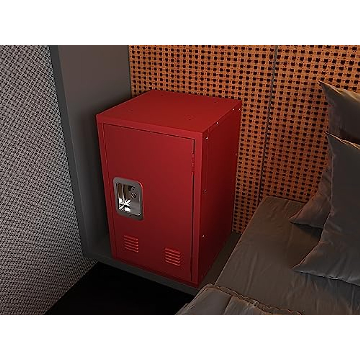 Campfun Metal Locker Storage Cabinet, 24" H Single Locker Cabinet, Small Storage Cabinet Easy Assembly, Lockable Storage Cabinet Organizer, Lockers for Kids Bedroom/Home/School/Office, Red