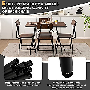 GOFLAME Dining Chair Set of 4, Kitchen Side Chairs with Sturdy Metal Legs, Adjustable Non-Slip Footpads, Ergonomic Backrest, Vintage Kitchen armless Chair for Restaurant, Dining Room