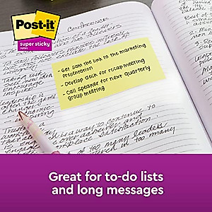 Post-it Super Sticky Notes, 3 in x 5 in, 12 Pads, 2x the Sticking Power, Canary Yellow, Recyclable (655-12SSCY)
