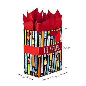 Hallmark VIDA 9" Medium Spanish Gift Bag with Tissue Paper for Birthday (Feliz Cumple)