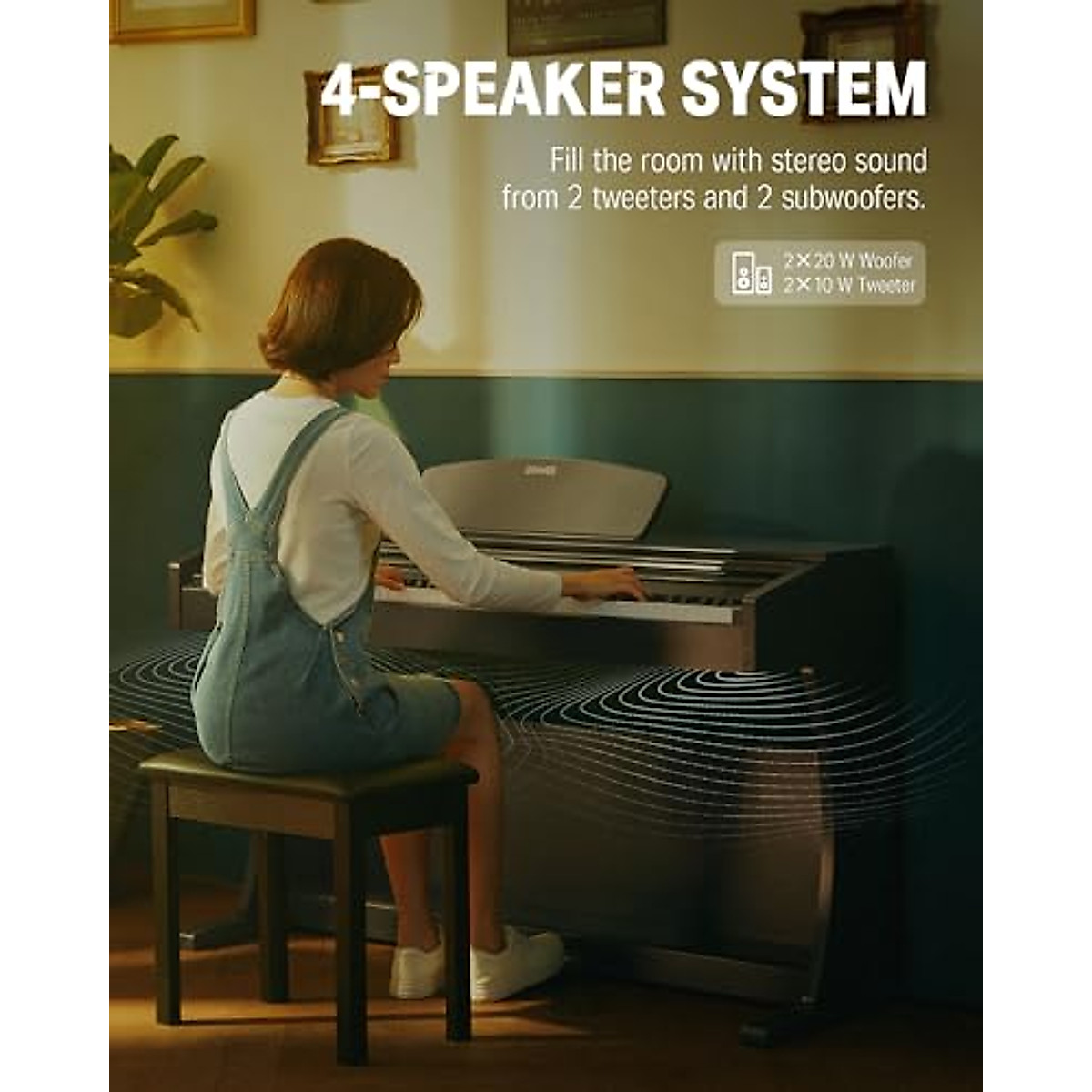 Donner DDP-300 Digital Piano with 88 Graded Hammer Action Weighted Keys, Record, Bluetooth, 10 Voices, 4 Reverb, Speakers, Professional Full Fize Key Keyboard Electric Dark Rose