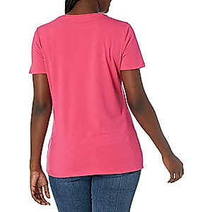 Amazon Essentials Women's Classic-Fit Short-Sleeve Crewneck T-Shirt, Pack of 2, Bright Pink/White, Small