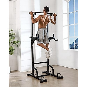 Sportsroyals Power Tower Dip Station Pull Up Bar for Home Gym Strength Training Workout Equipment, 400LBS.