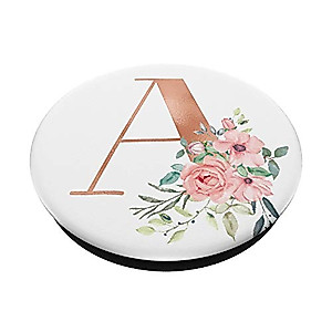 Rose Blush Floral Monogram Letter A Pretty Pink Flowers PopSockets PopGrip: Swappable Grip for Phones & Tablets