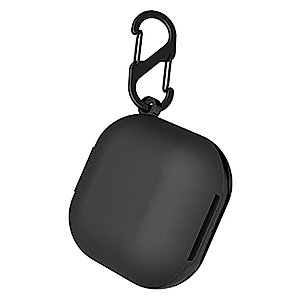 Geiomoo Silicone Carrying Case Compatible with Galaxy Buds2, Galaxy Buds Pro, Galaxy Buds Live, Portable Scratch Shock Resistant Cover with Carabiner (Black)