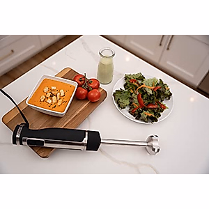 Blendtec Immersion Blender - Handheld Stick Blender, Whisk, and Food Processor - Includes 3 Attachments, 20 oz BPA-Free Jar, and Storage Tray - Stainless Steel