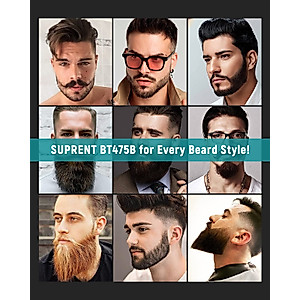 SUPRENT Adjustable Beard Trimmer for Men with Precision Dial, Professional Cordless USB-C Hair Trimmer with 38 Adjustable Lengths