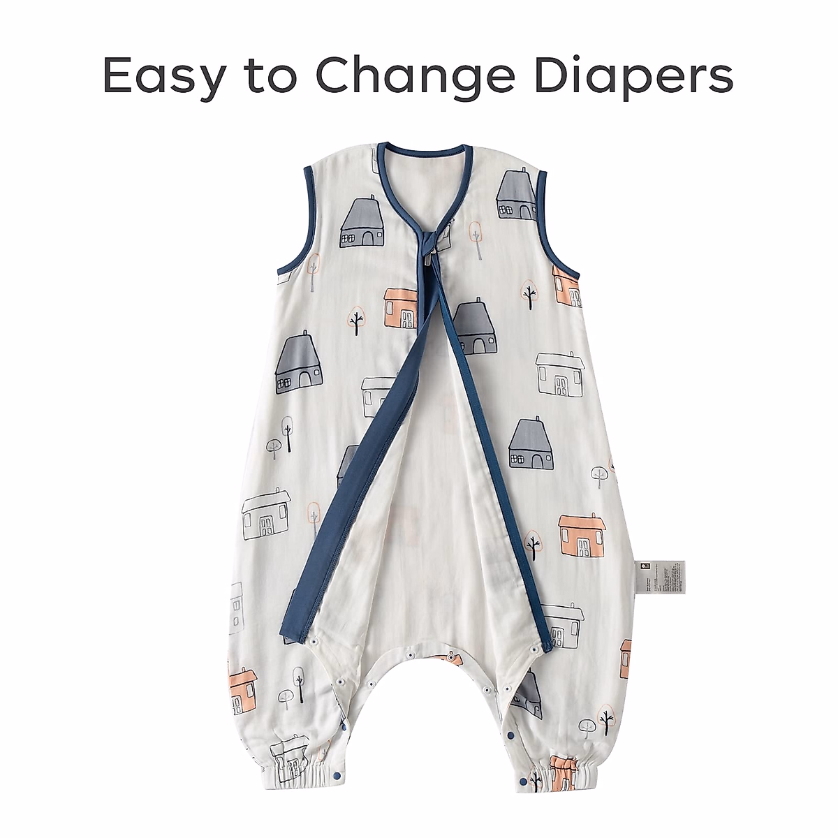 bc babycare Baby Sleep Sack with Feet 3-4T Muslin Cotton Baby Sleeping Bag 0.5 TOG 2-way Zipper Sleeveless Wearable Blanket