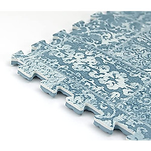 FloorPops FP3597 Mercado Interlocking Floor Tiles, Blue