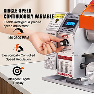 VEVOR Mini Metal Lathe Machine, 7'' x 16'', 800W Precision Benchtop Power Metal Lathe, 150-2500 RPM Continuously Variable Speed, with 3.9'' 3-jaw Metal Chuck Tool Box for Processing Precision Parts