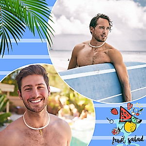 WILLBOND 3 Pcs Puka Shell Necklace Men Women White Surfer Necklace Seashell Necklace Shell Beaded Choker with Extension Chain (16 Inch)